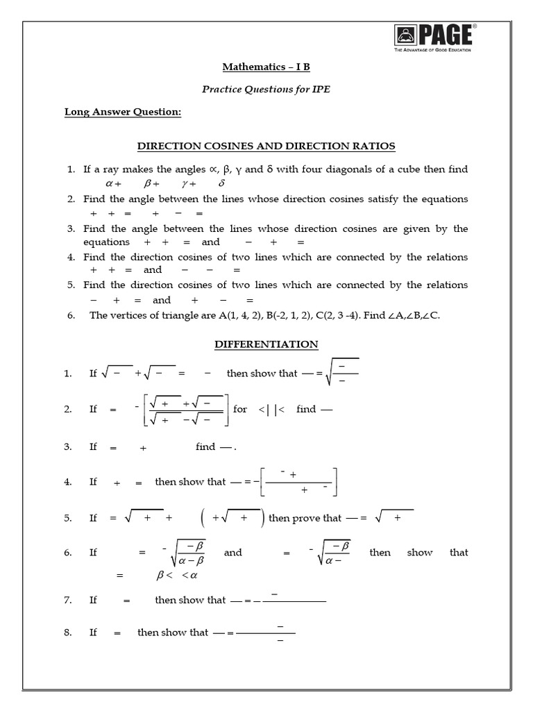 JR Maths - I B Practice Qs | PDF | Area | Trigonometric Functions