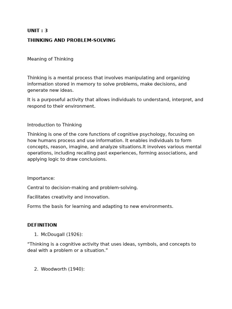 Understanding Thinking And Problem Solving Pdf Thought Heuristic