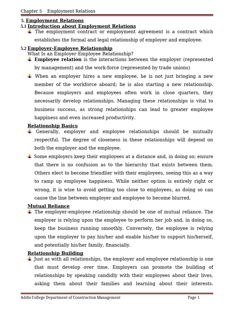 Chapter 5 Employment Relation | PDF | Employment | Negotiation