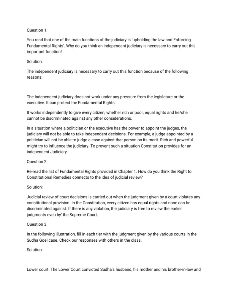 S S Civics L. 4 Judiciary | PDF | Judgment (Law) | Judiciaries