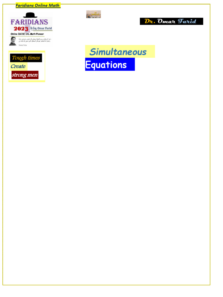 Simultaneous Equations | PDF | Equations | Mathematics