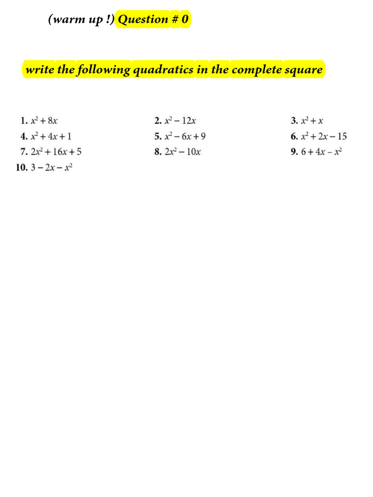 Completing The Square - QP | PDF | Quadratic Equation | Discrete ...