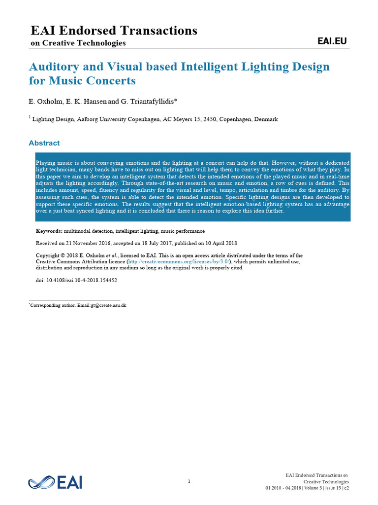 Auditory and Visual Based Intelligent Lighting Des | PDF | Emotions | Color