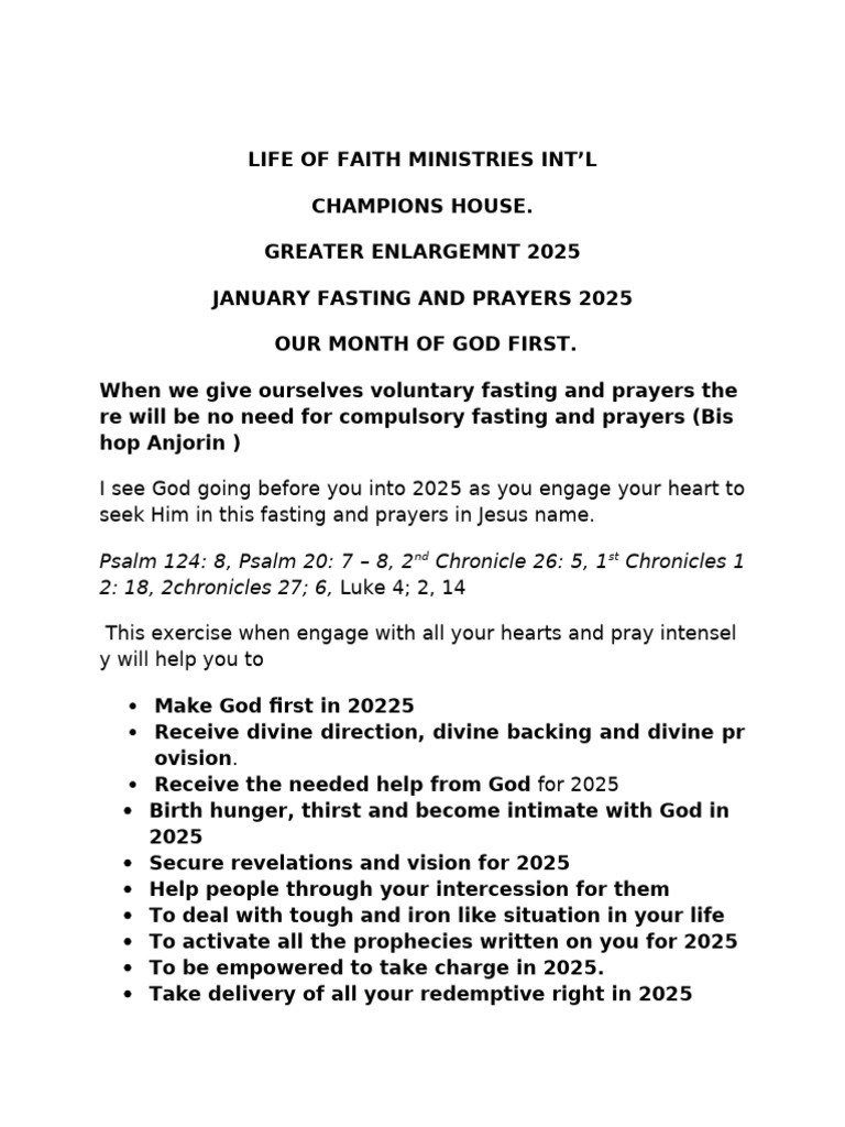 January 2025 Fasting & Prayer Guide | PDF | Prayer | Jesus