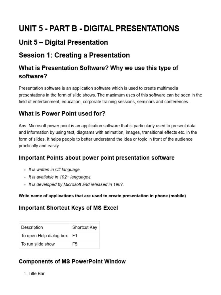 Unit 5 - Part B - Digital Presentations | PDF | Page Layout | Microsoft ...