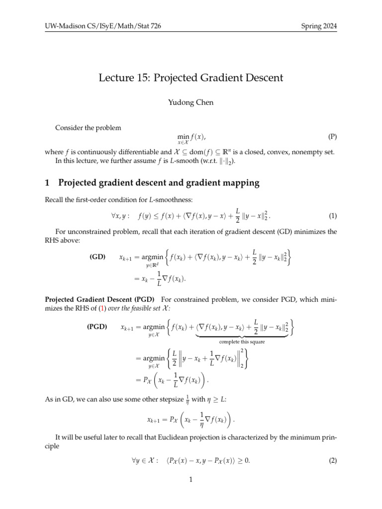 Lecture_15_projected_gradient | PDF | Mathematical Analysis | Mathematics