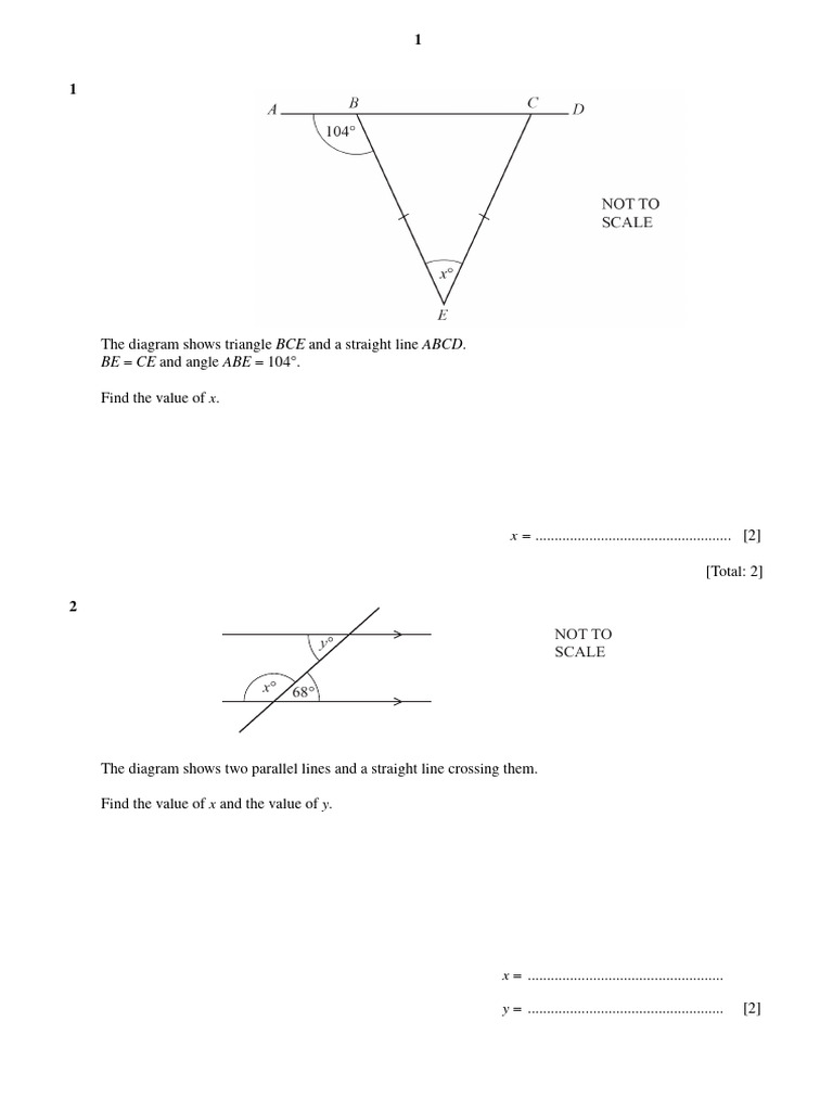 Angle Properties - Level 1 | PDF | Triangle | Line (Geometry)
