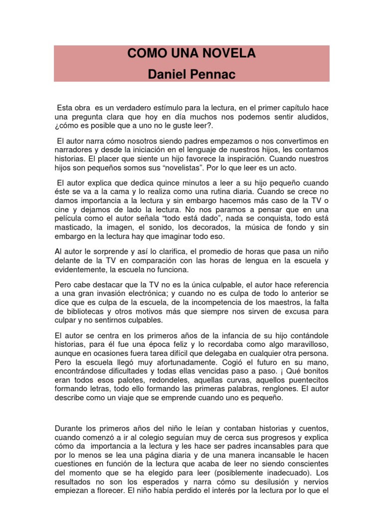 Como Una Novela | Lectura (proceso) | Autor