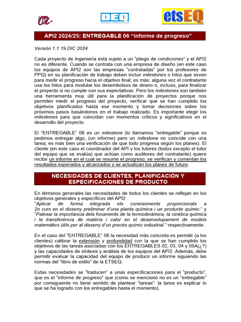 API2 2024_25 ENTREGABLE 06 INFORME DE PROGRESO V1_1 | PDF | Planificación