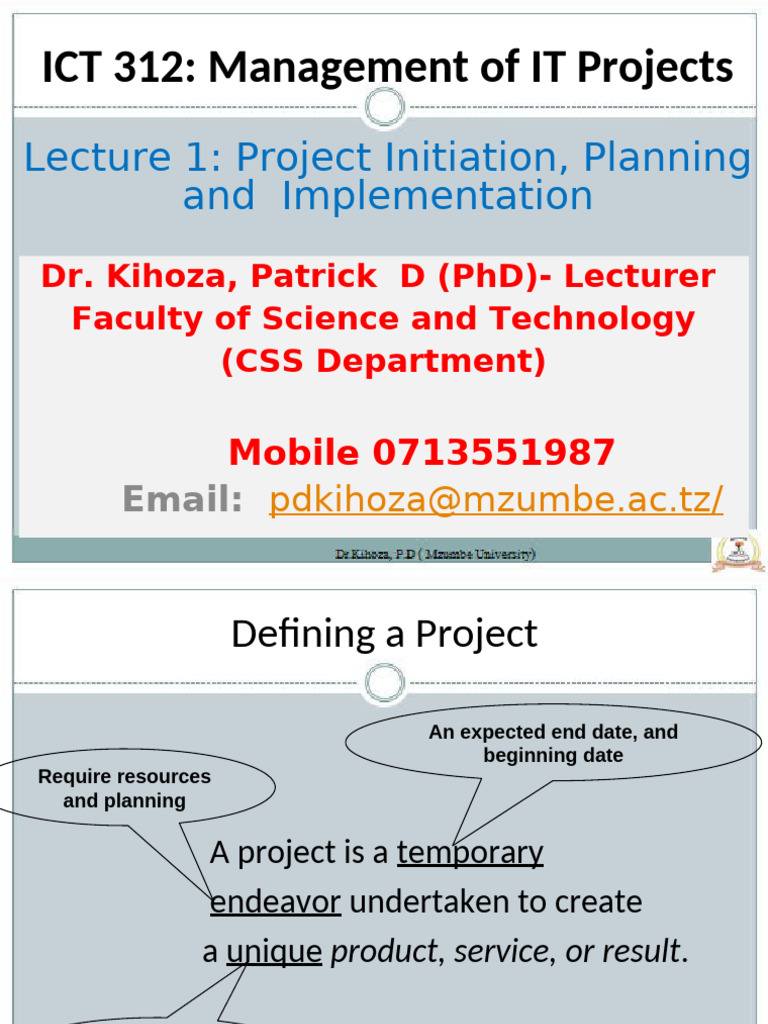 Lecture1 IT Project Initiation+Planning | PDF | Project Management | Software