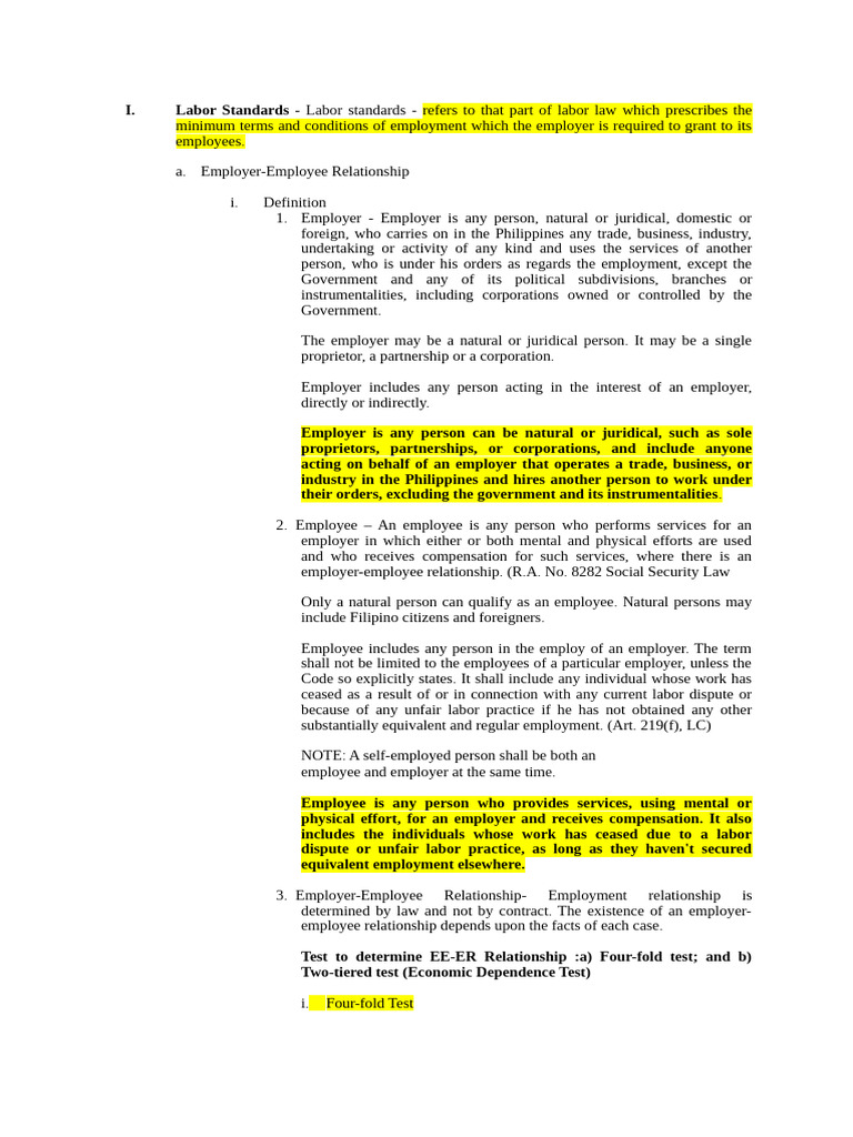 Two-Tiered Test in Labor Law Explained | PDF | Employment | Working Time