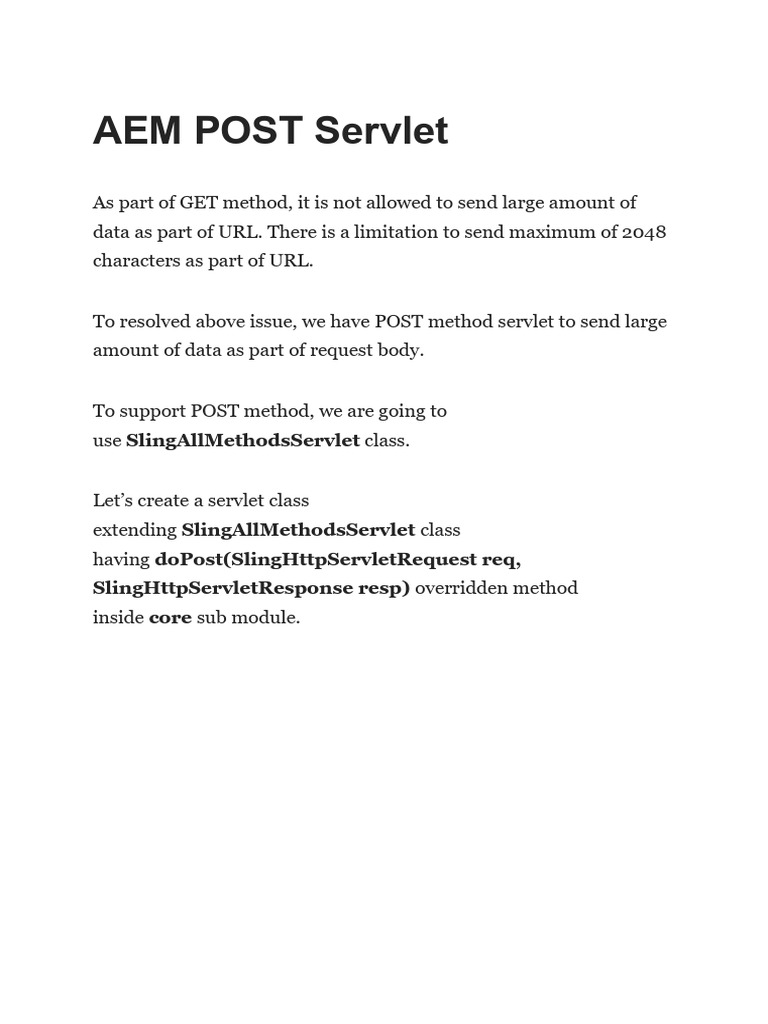 AEM POST SERVLET | PDF