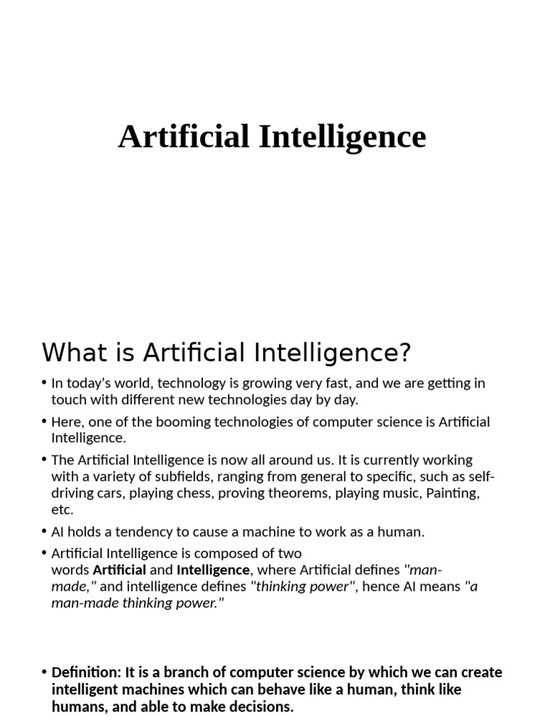 Artificial Intelligence Introduction | PDF | Artificial Intelligence ... Artificial Intelligence Introduction | PDF | Artificial Intelligence ...
