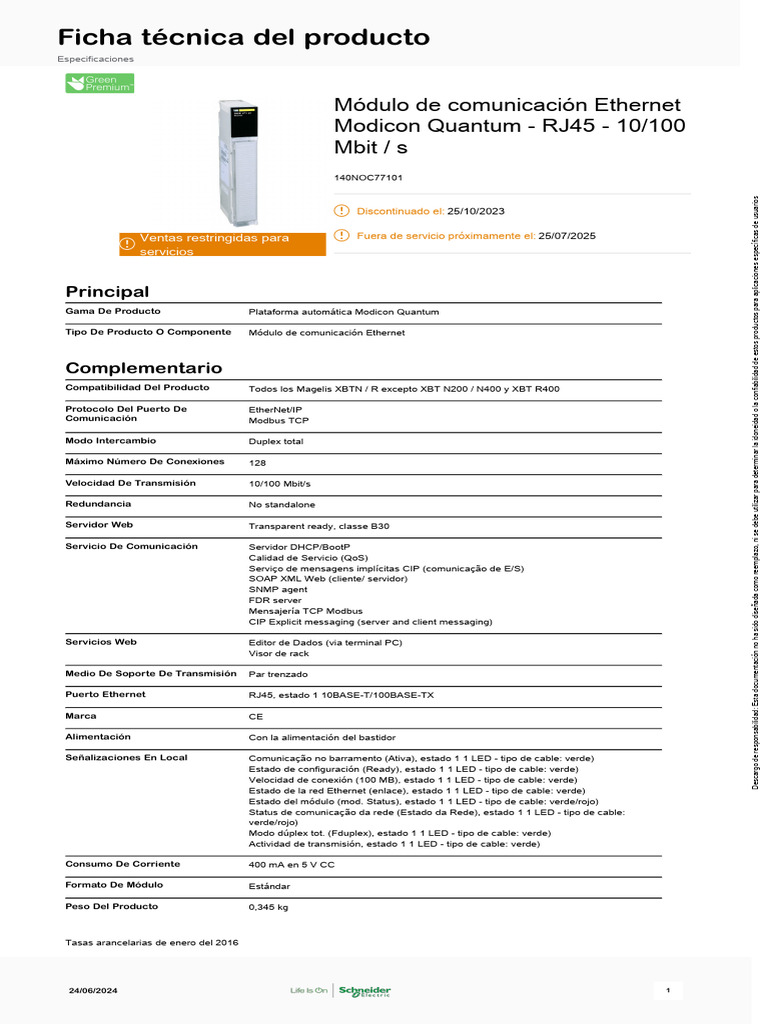 Schneider Electric Modicon-Quantum 140NOC77101 | PDF | Ciencias de la ...