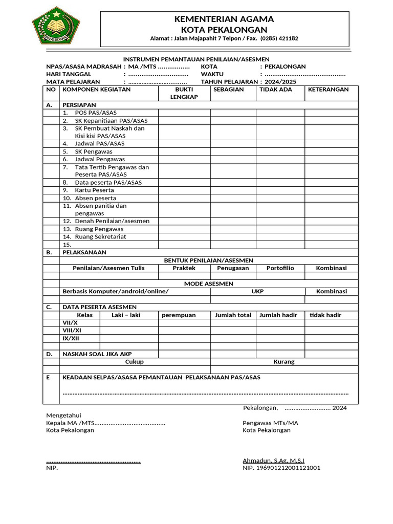 INSTRUMEN ASESMEN 2024 | PDF