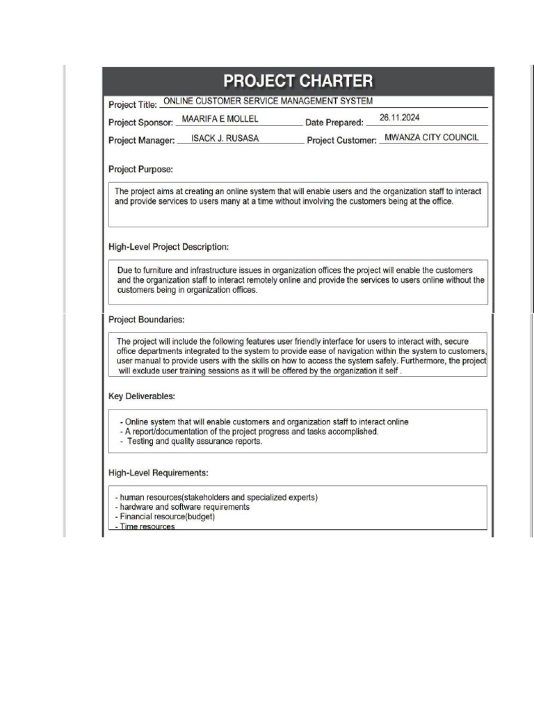 Project Charter | PDF