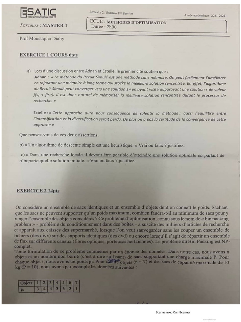 Sujet Optimisation 2022 | PDF