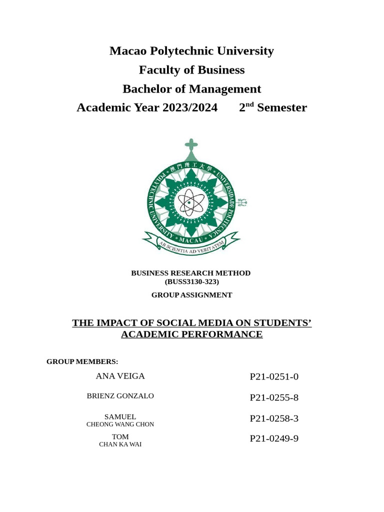Business Research Method Project (The Impact of Social Media On ...