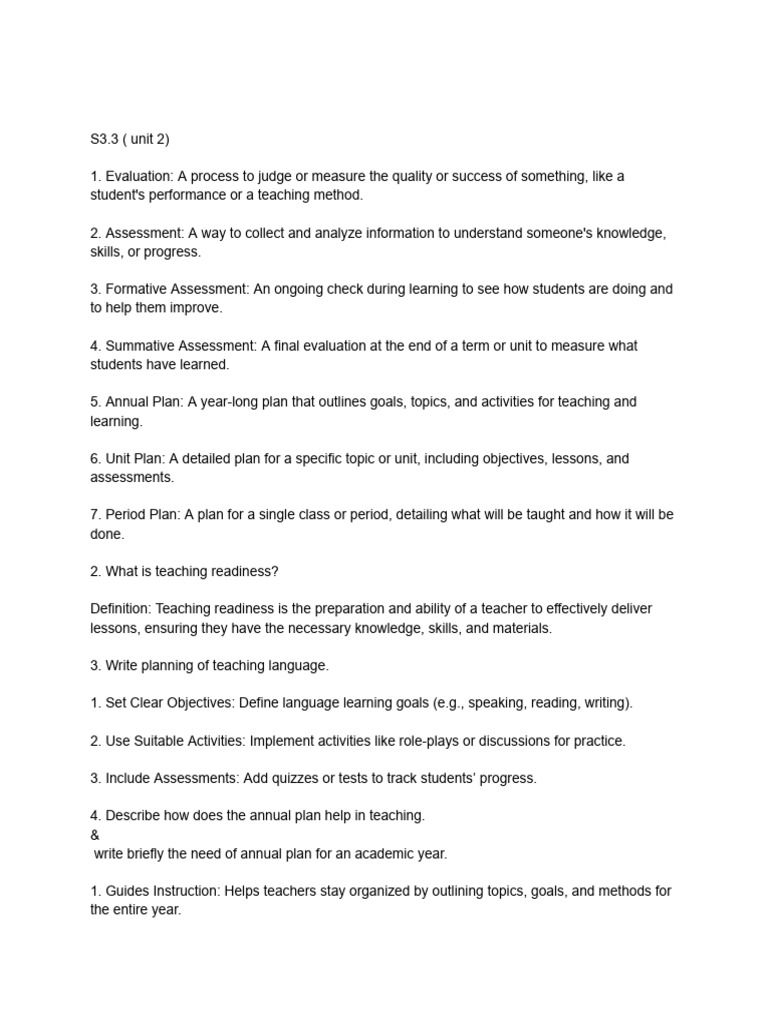 S3.3 ( unit2) | PDF | Educational Assessment | Evaluation