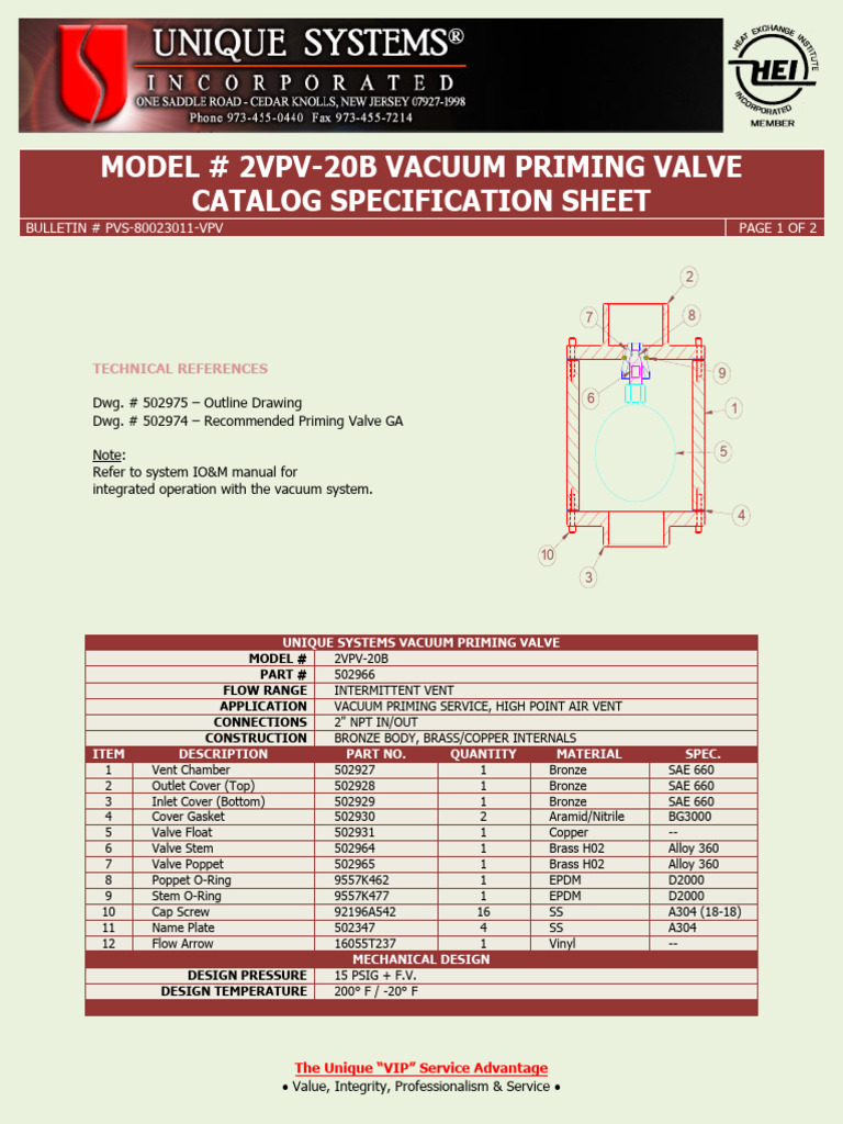 Bulletin pvs-80023011-vpv Vacuum Priming Valve | PDF | Valve ...