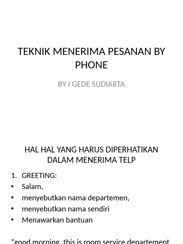 Room Service Telepon | PDF