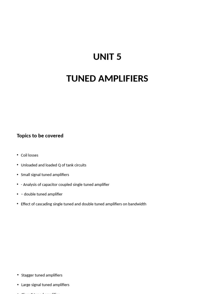 Tuned Amplifiers: Concepts & Analysis | PDF | Amplifier | Inductor