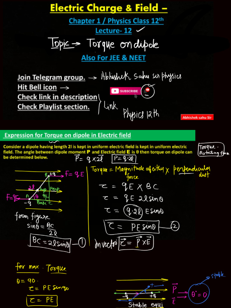 Lecture 12 Torque On Dipole | PDF