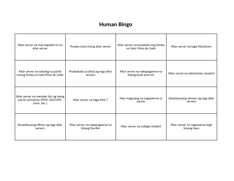 Human Bingo | PDF