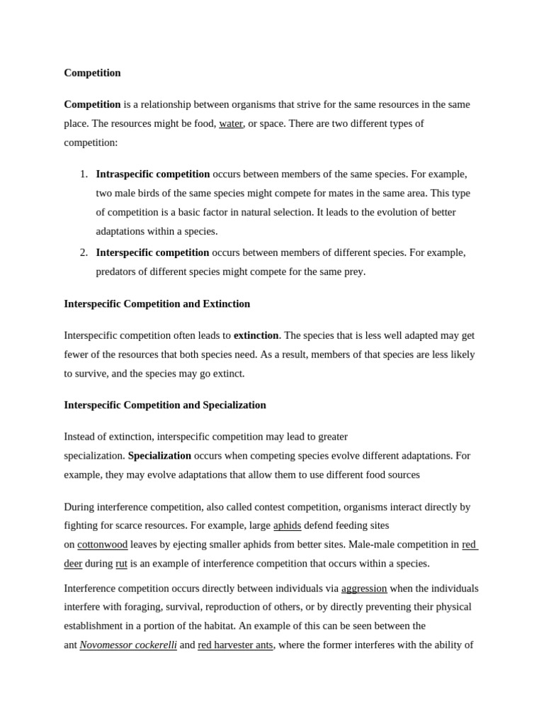 Competition among organisms | PDF | Organisms | Ecology