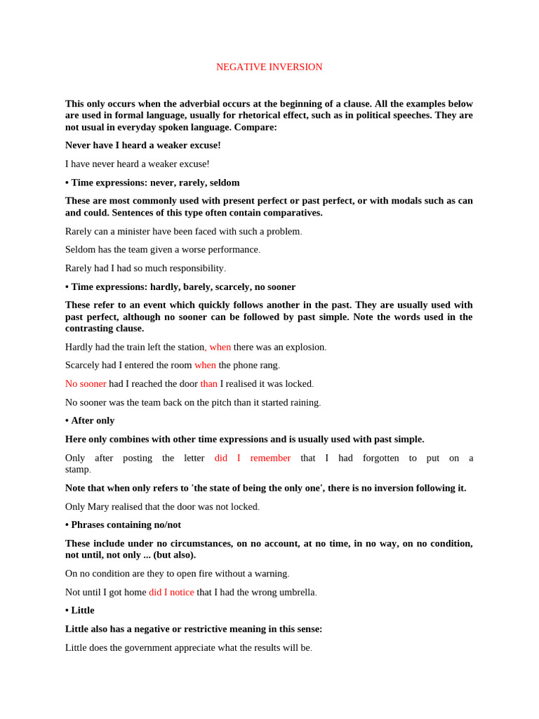 Negative Inversion | PDF