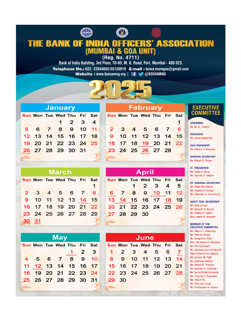 The Bank of India Officers Association Calander 20 - 241228 - 205801 | PDF