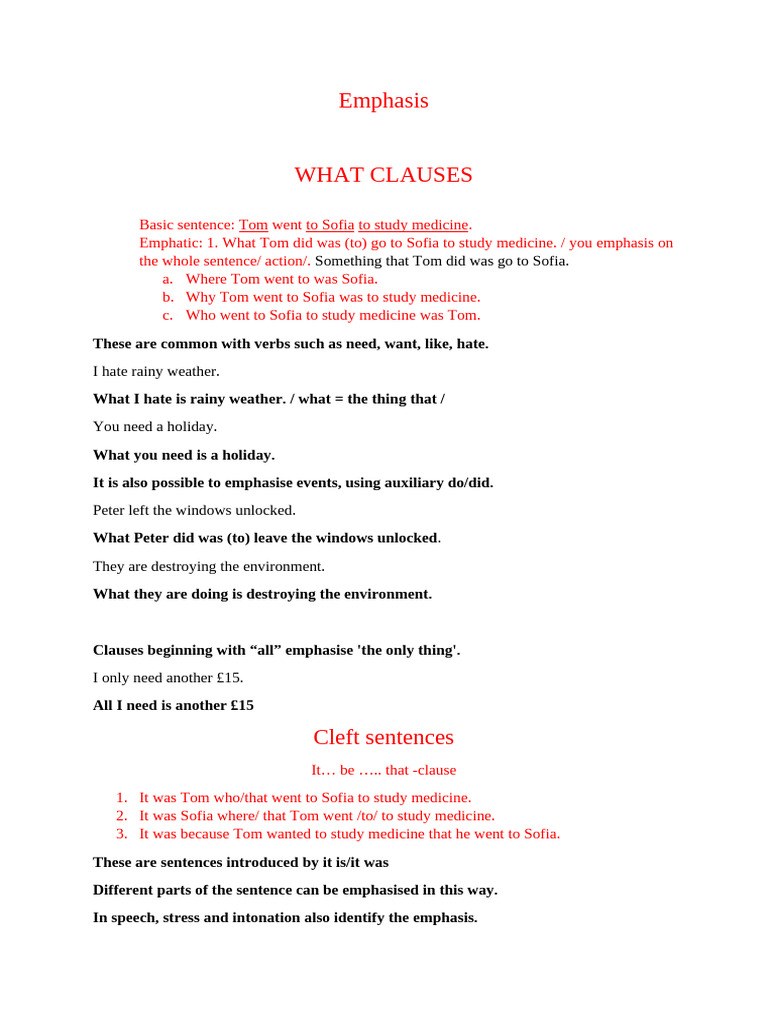 Emphasis | PDF | Sentence (Linguistics) | Syntax