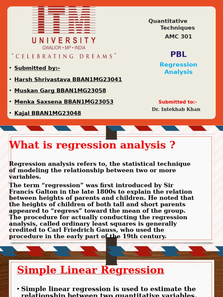 Quantitative Techniques AMC 301 | PDF | Regression Analysis | Linear ...