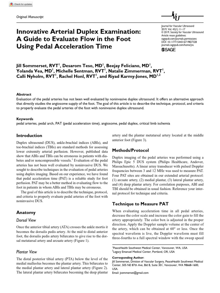 Arterail Duplex Exam - Guide To Evaluate Flow in The Foot | PDF ...