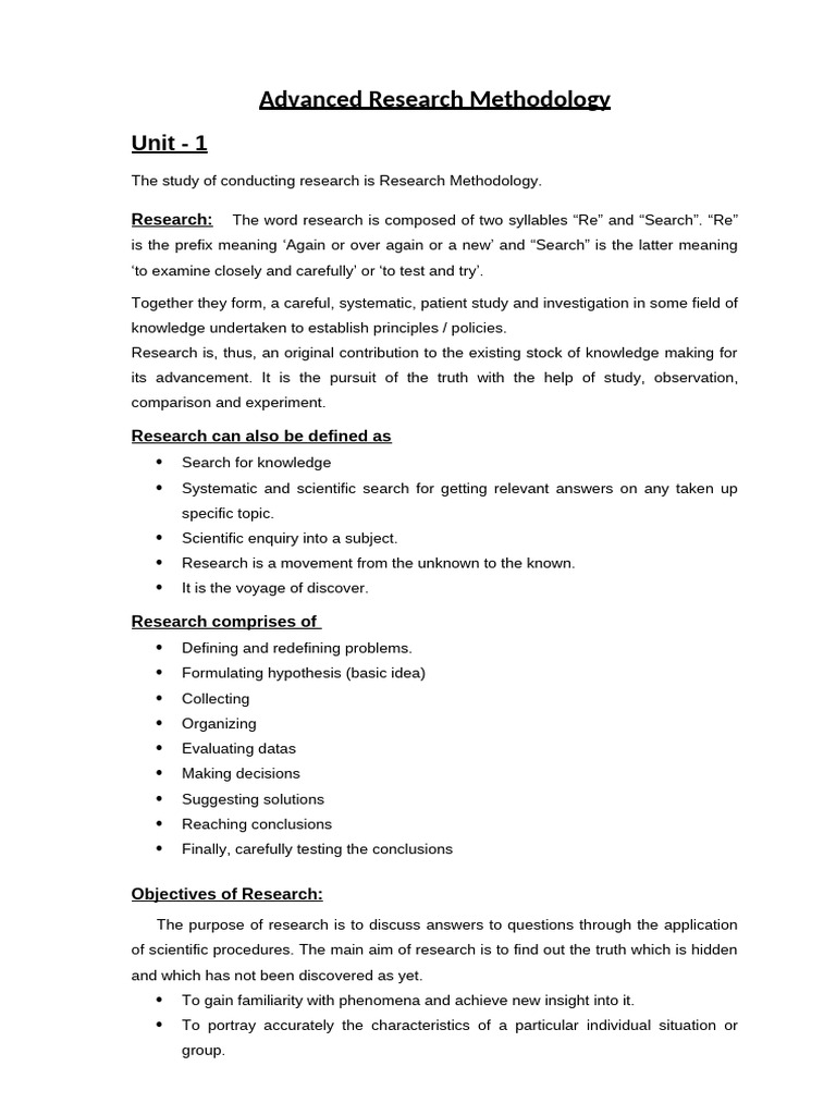 ARM - Units 1 & 2 | PDF | Methodology | Experiment