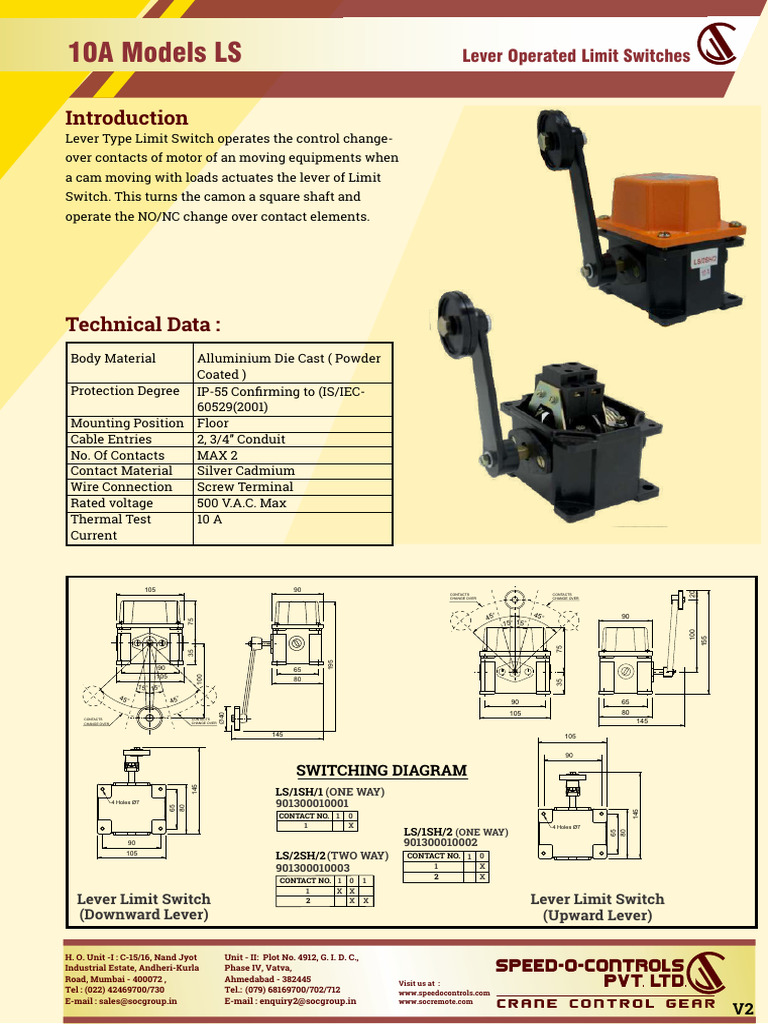Lever Limit Switch 10amp | PDF | Switch | Electromagnetism