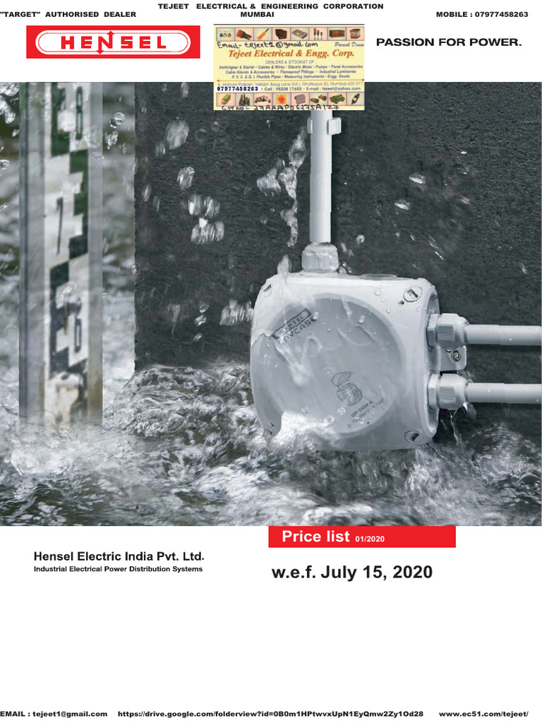 Hensel Junction Box Price List Wef 15-07-2020 | PDF | Electric Power ...