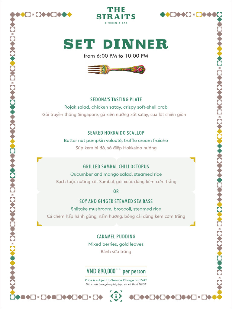 The Straits Set Dinner Menu 1 | PDF