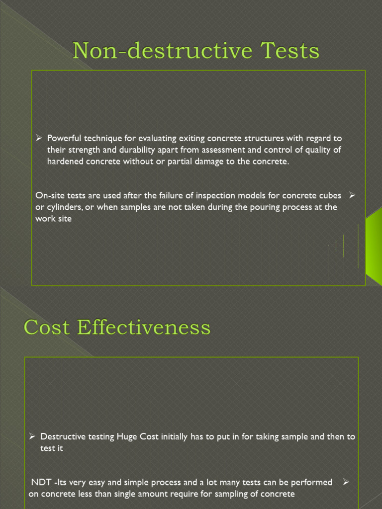 Non-Destructive Testing for Concrete Evaluation | PDF | Concrete ...