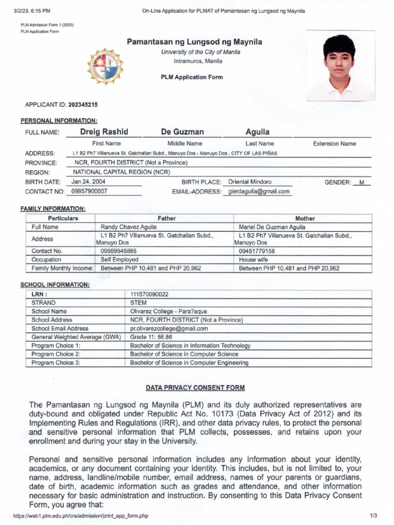 Upload Signed Application Form | PDF