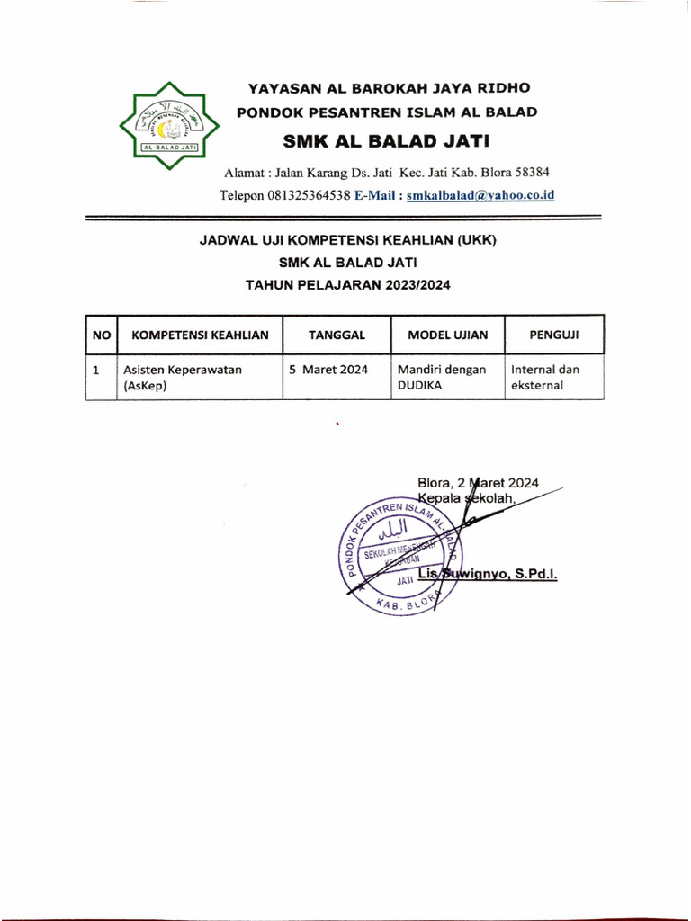 Jadwal UKK 2024 | PDF