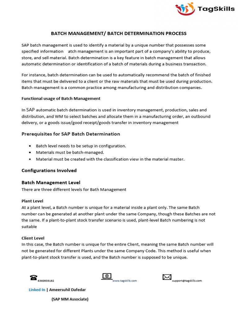 SAP Batch Management Process Guide | PDF | Computing