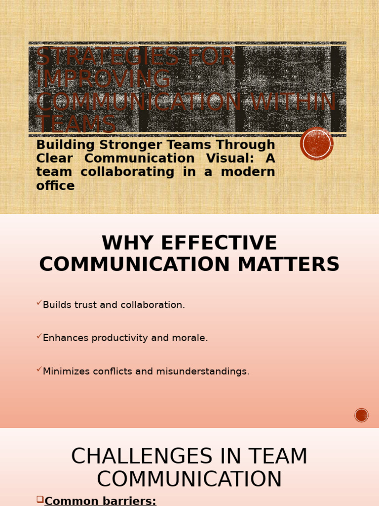 Strategies For Improving Communication Within Teams | PDF ...