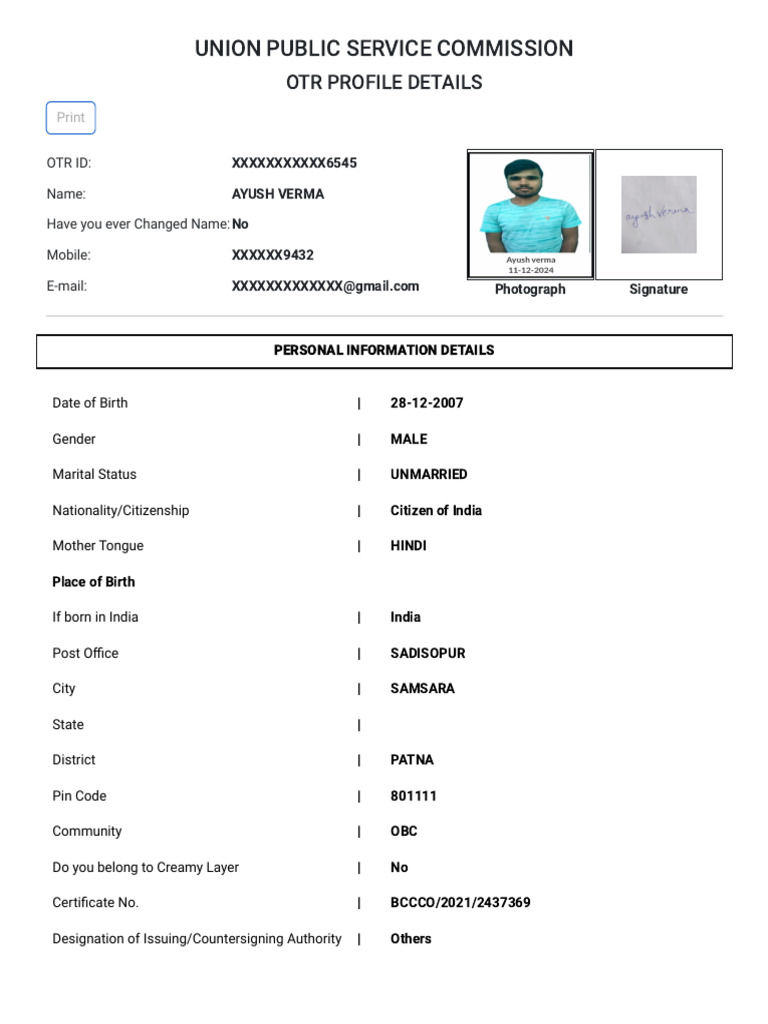 View Otr Profile _ Upsc | PDF