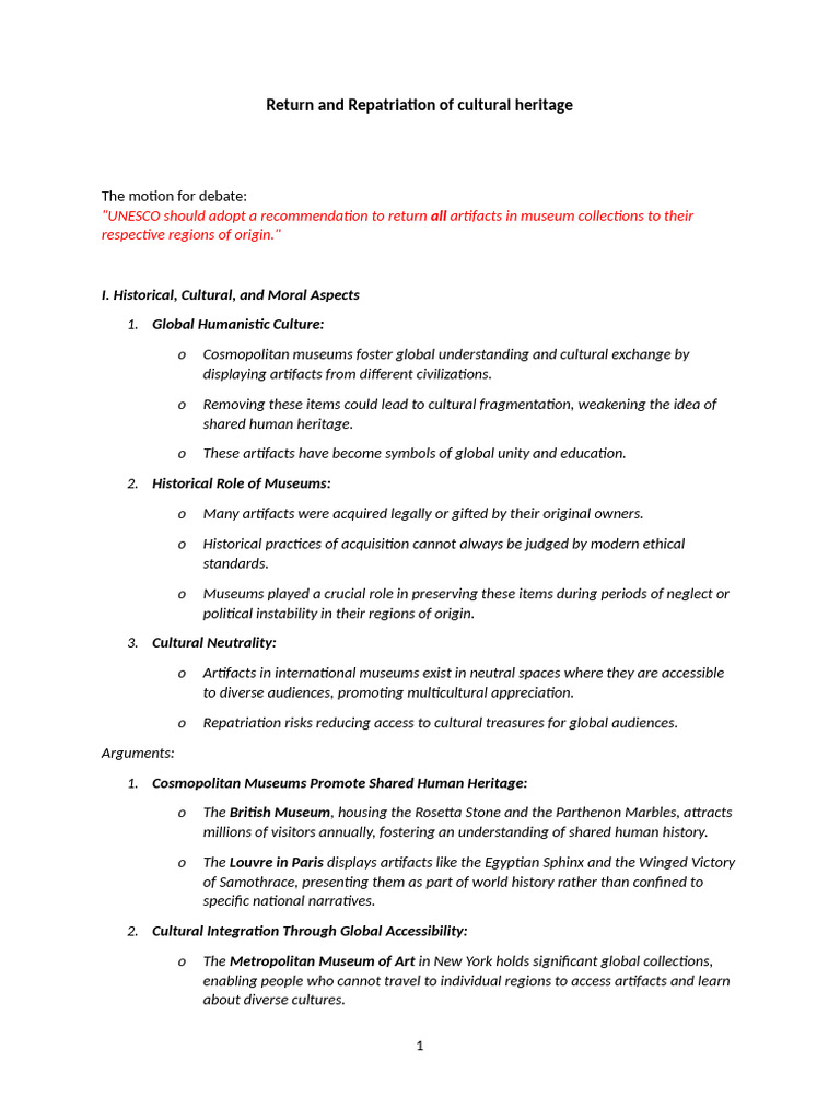 Debate on Cultural Heritage Repatriation | PDF | Museum | British Museum