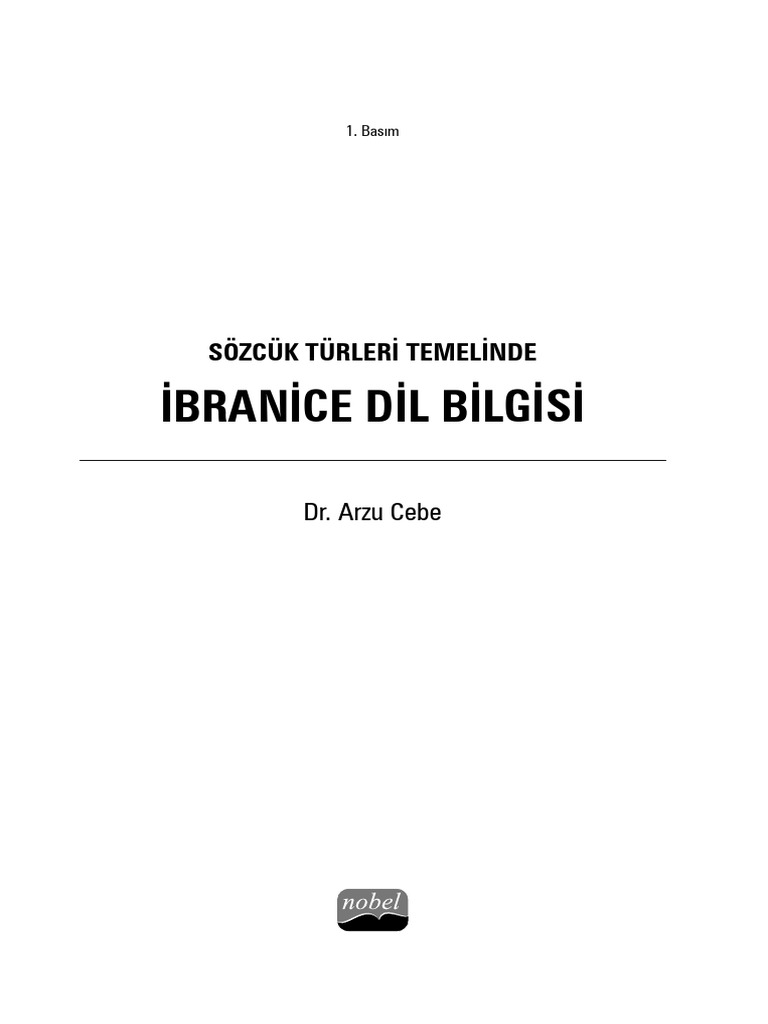 Sozcuk Turleri Temelinde Ibranice Dil Bilgisi | PDF