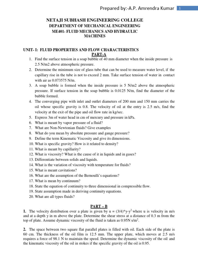 Qb-Me401-Fluid Mechanics and Hydraulic Machines | PDF | Boundary Layer | Turbine