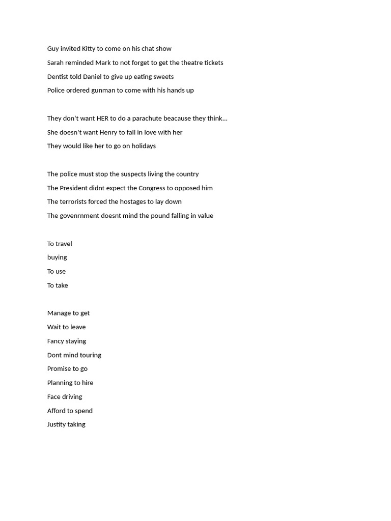 Homework Ing Infinitive | PDF