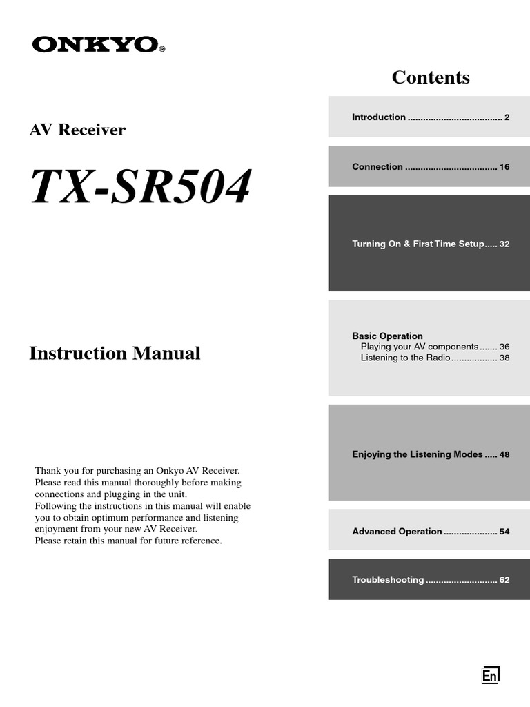 TX-sr504 Manual e | PDF | Information And Communications Technology ...