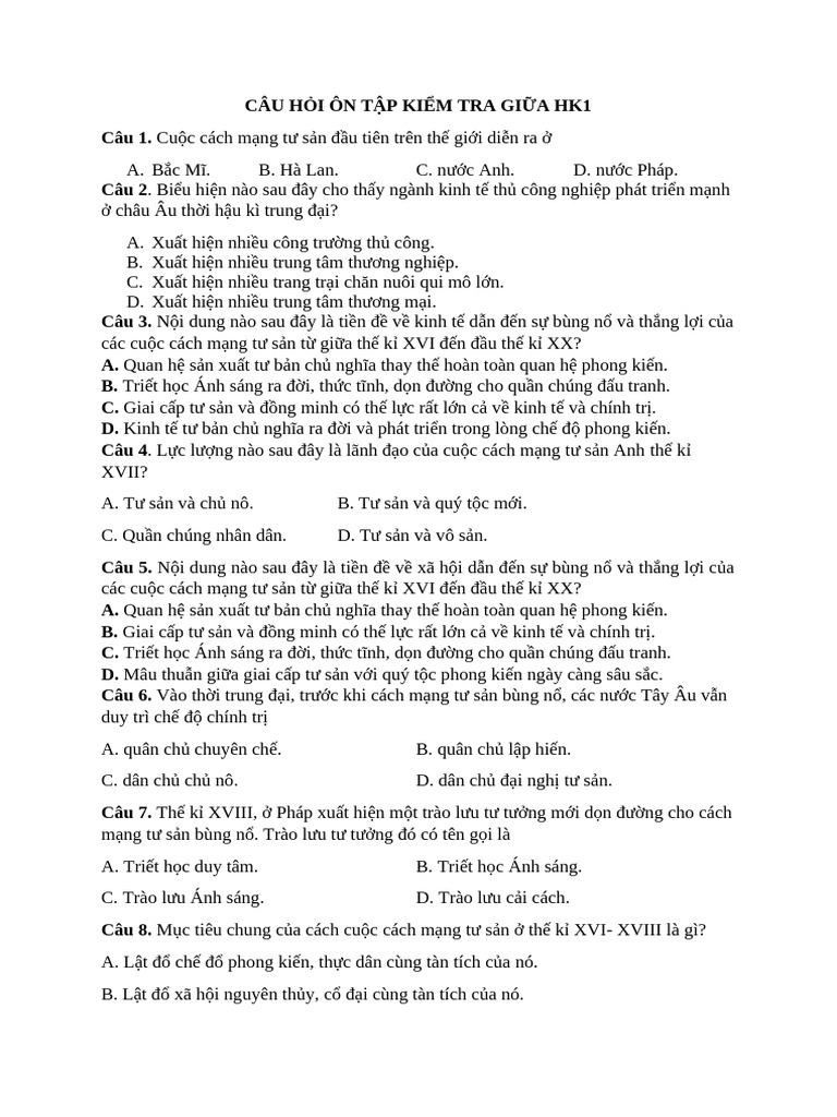 HS - NỘI DUNG ÔN TẬP KTRA GIỮA HK1 -K11 (NH 2024 - 2025) | PDF